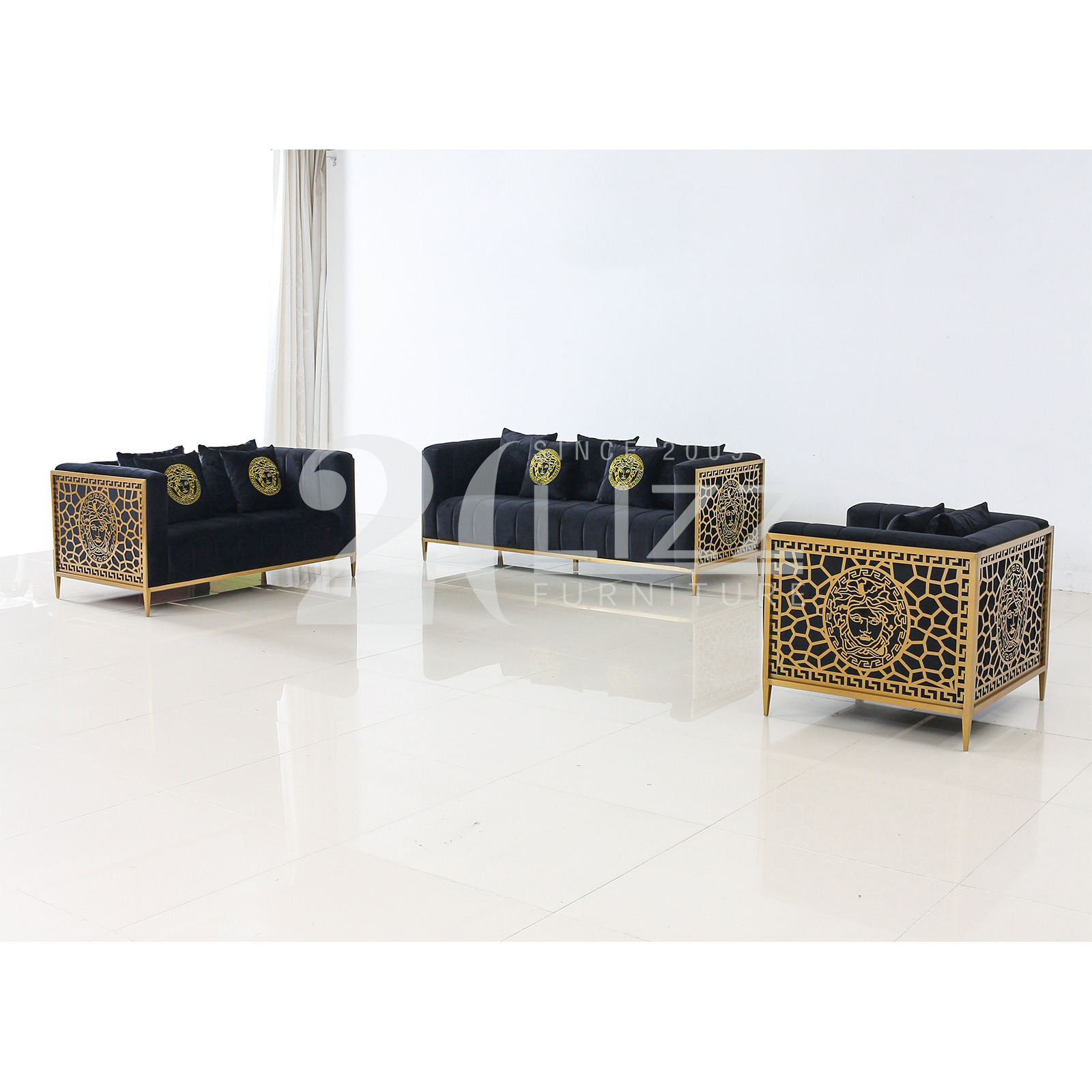 Luxury Brand Gold Stainless Steel Frame Fabric Sectional Sofa from ...